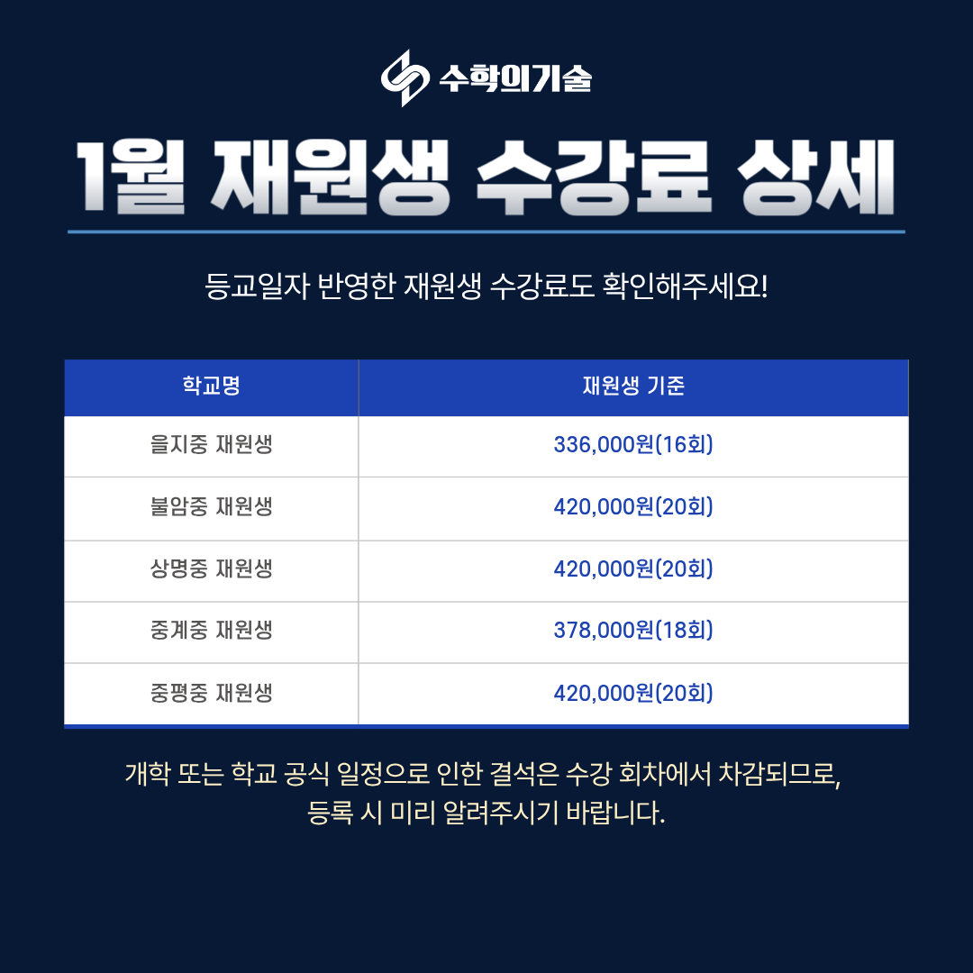 수학의기술 은행사거리점 [중계동 윈터스쿨 개강] 스마트폰 없이 3시간, 소수정예 1:1 과외식 수업 아침집중반 | 수학의기술 ...
